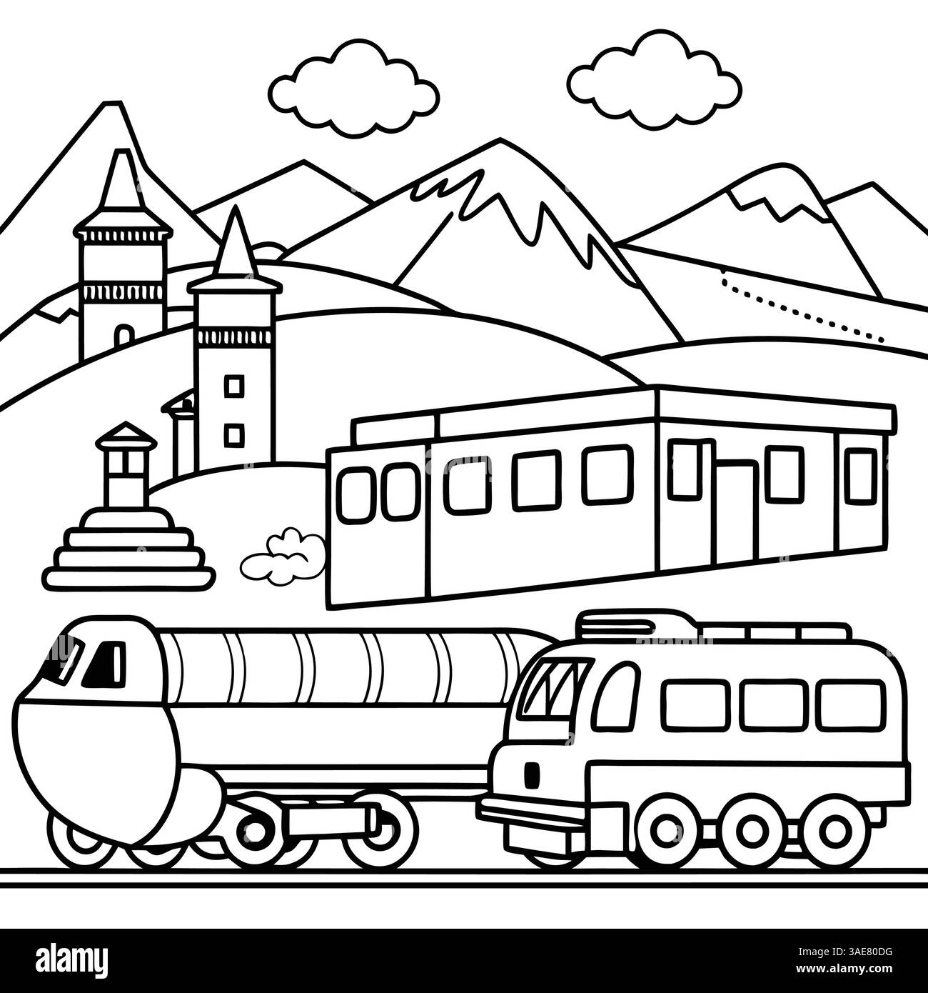Trains coloring pages Cut Out Stock Images & Pictures - Alamy