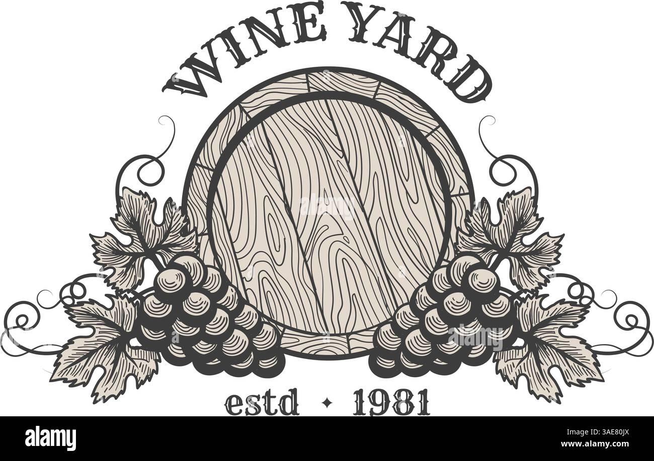 Wine barrel vineyard in Stock Vector Images - Alamy