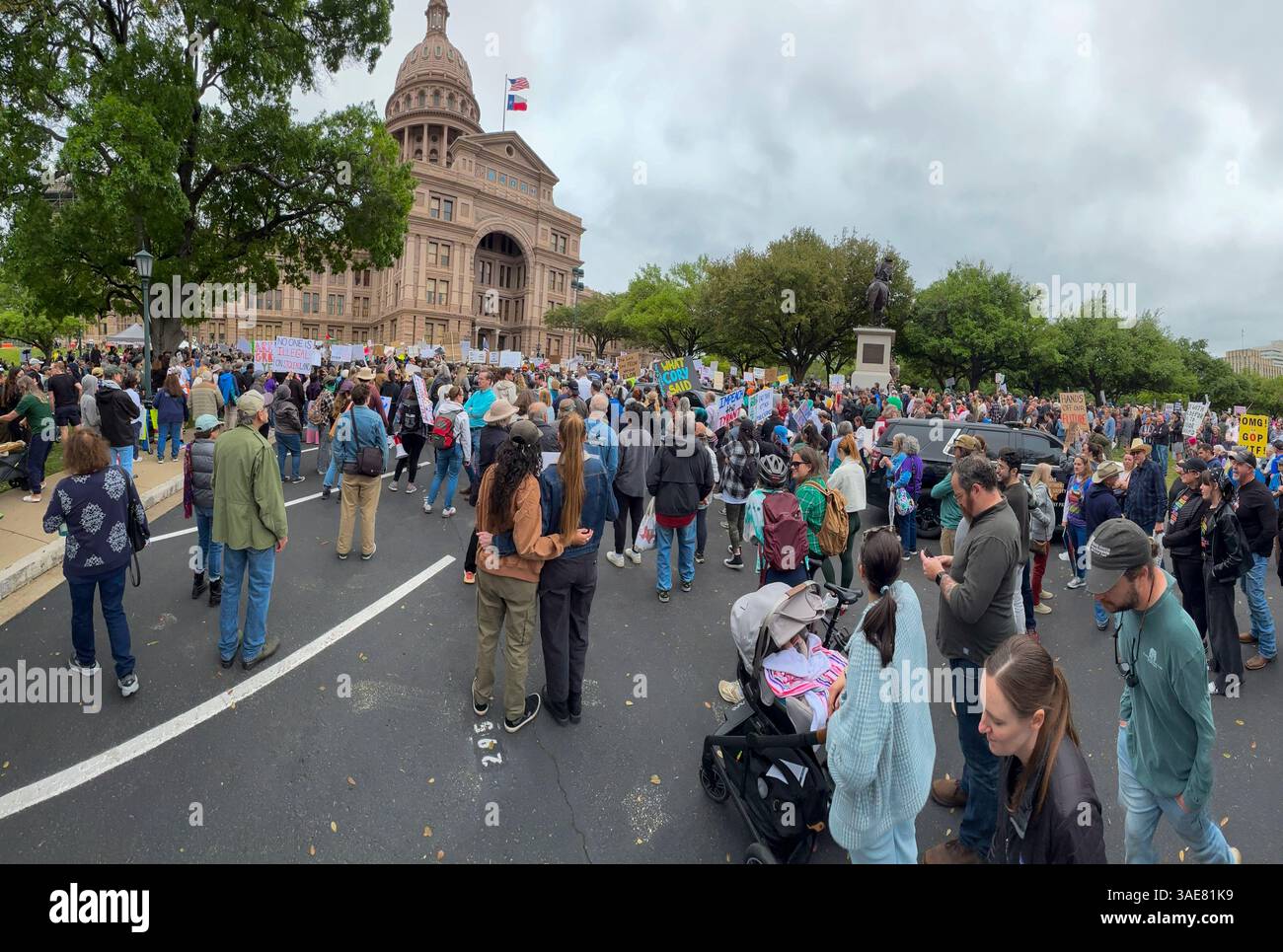 Protestors at HANDS OFF rally at Texas State Capitol in Austin Texas on ...