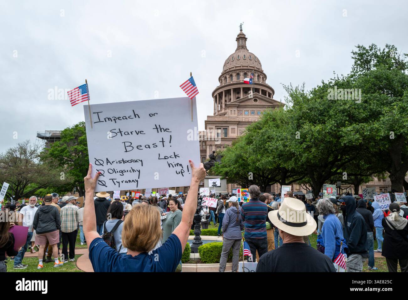 Protestors at HANDS OFF rally at Texas State Capitol in Austin Texas on ...