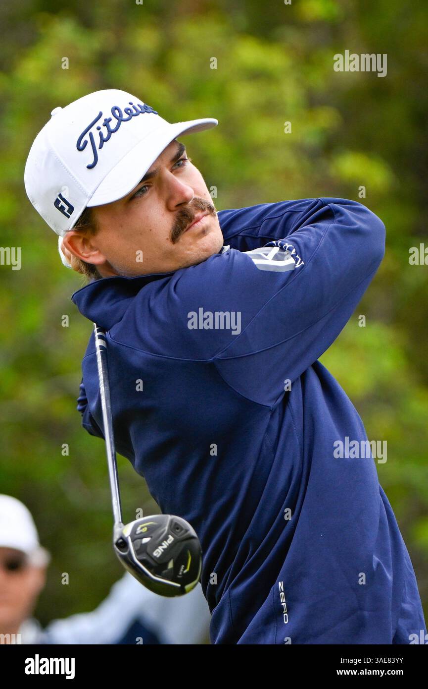 SAN ANTONIO, TX - APRIL 05: Carson Young (USA) watches his tee shot on ...