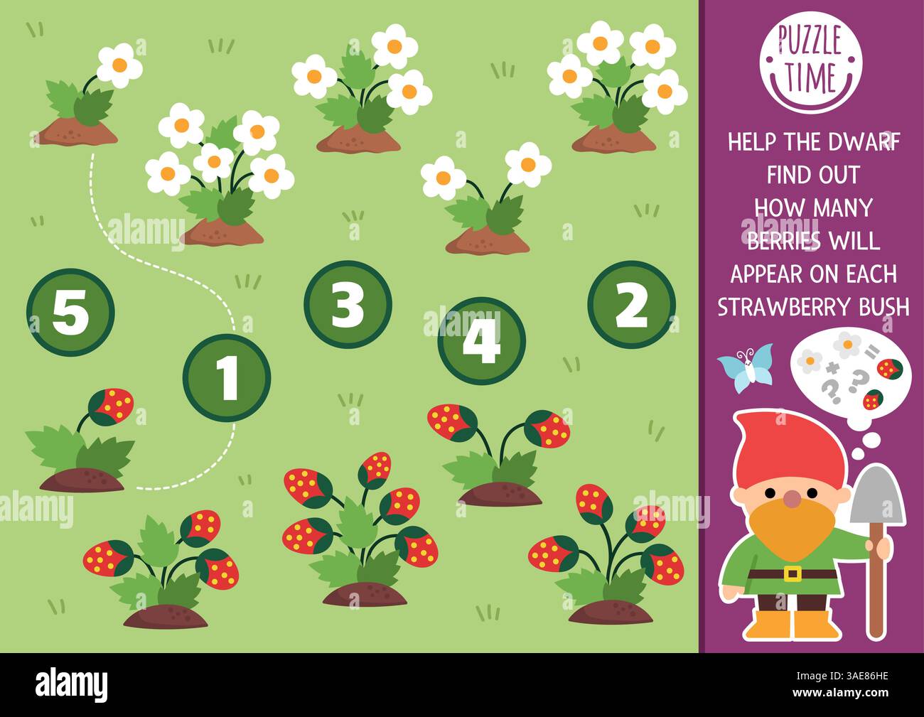 Match the numbers fairyland game with dwarf counting flowers and ...