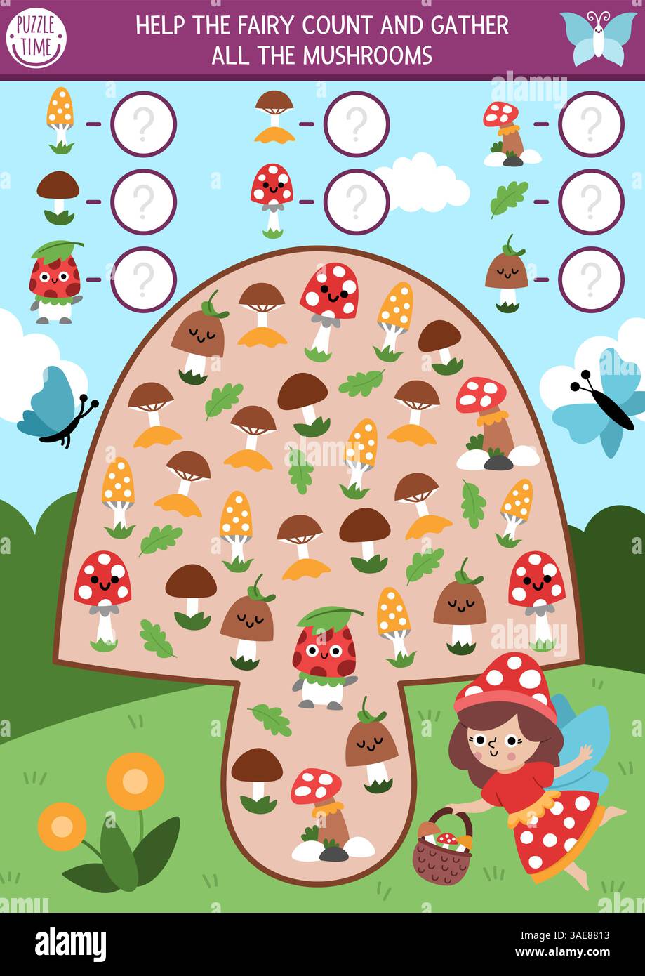 Fairyland I spy game for kids shaped as mushroom. Searching and ...
