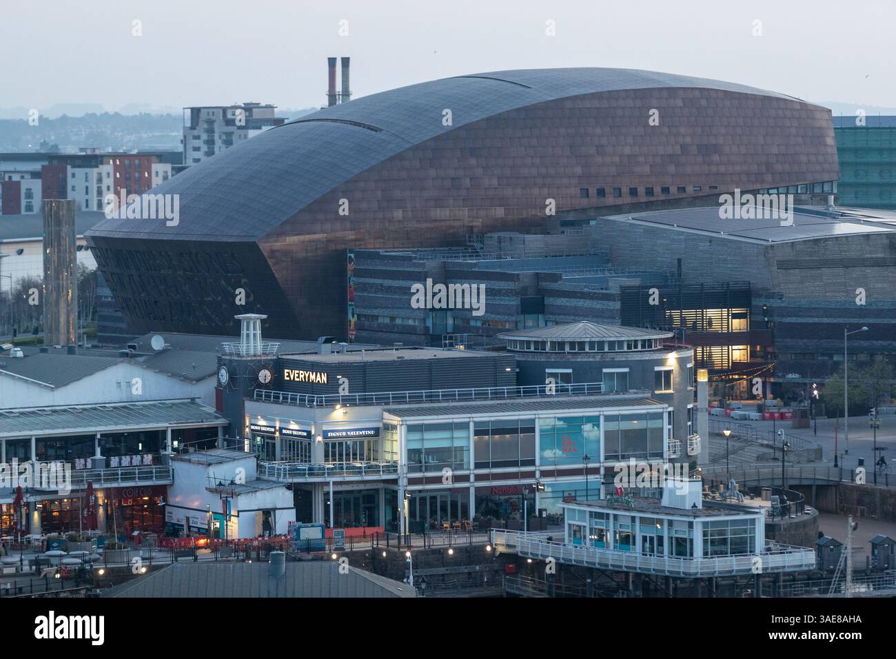 The Millennium Centre and Mermaid Quay, Cardiff Bay, Wales, UK Stock ...