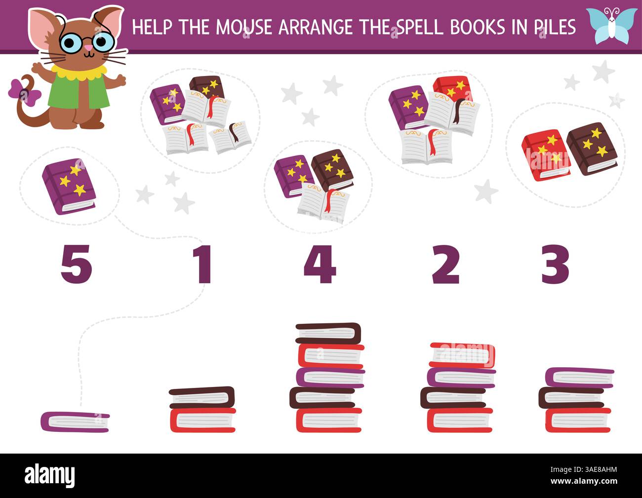 Match the numbers fairyland game with mouse arranging spellbooks in ...