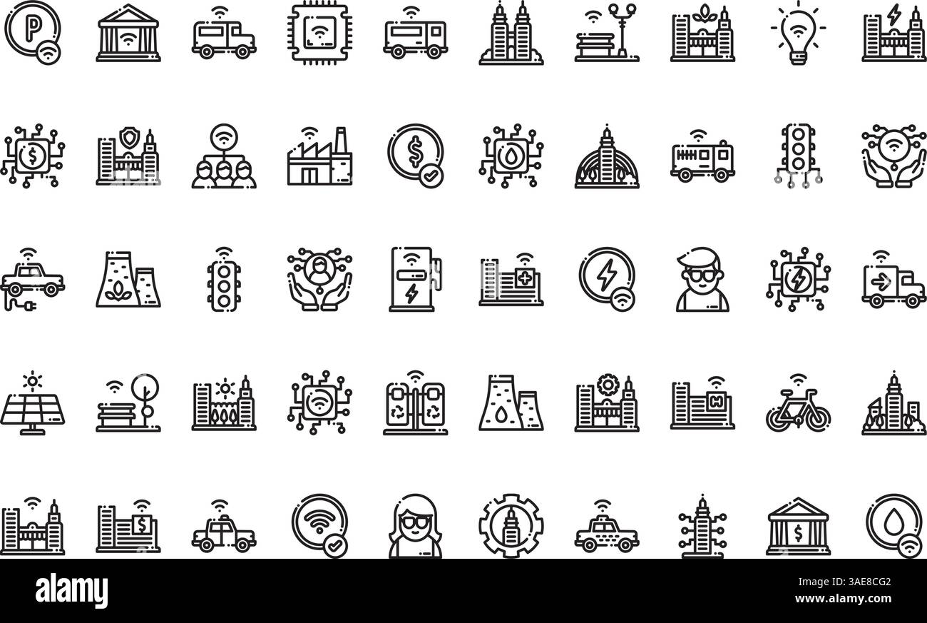 Smart city icons High-Quality Vector Icons Collection with Editable ...