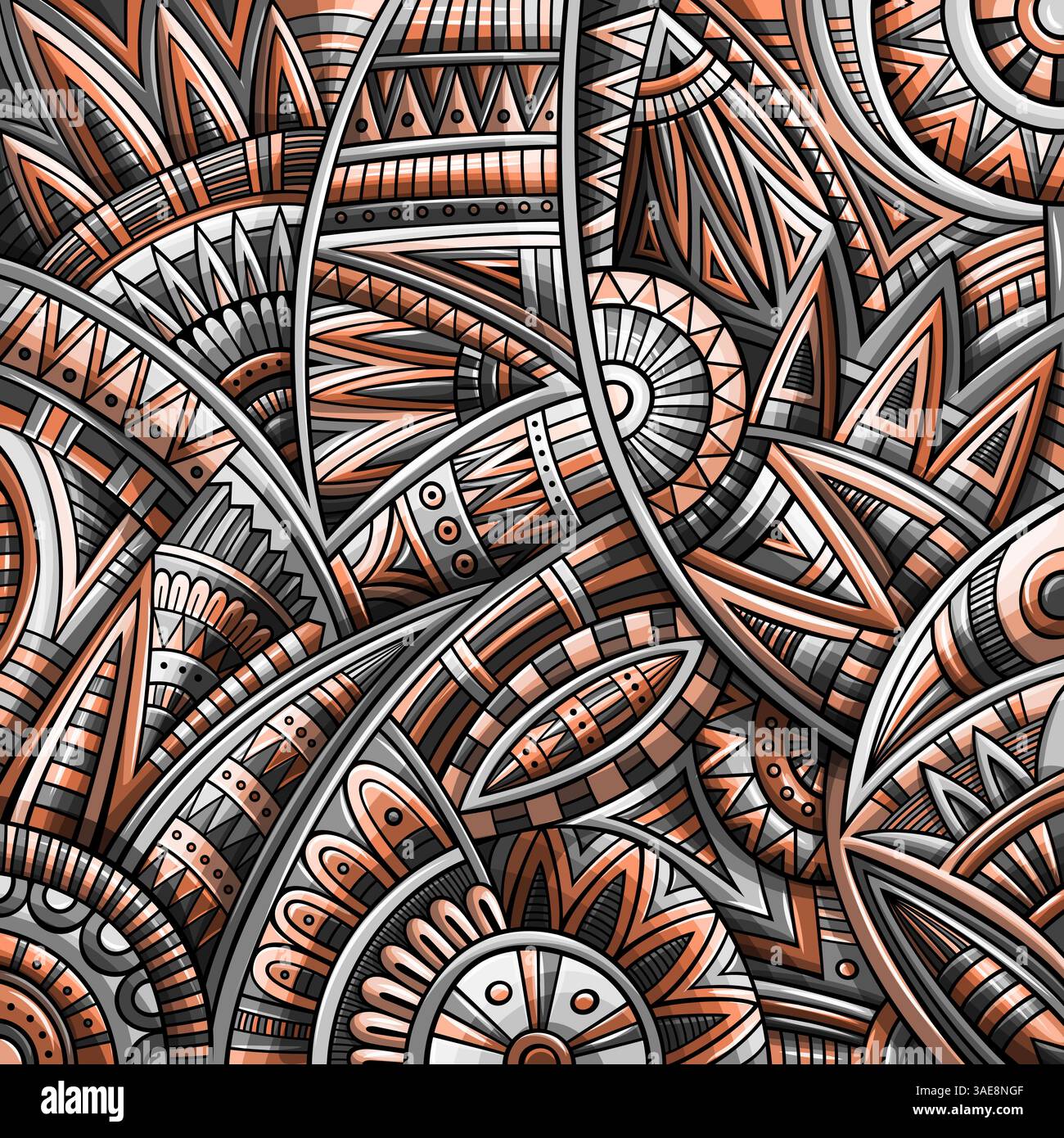 Abstract ethnic ornamental pattern. Vintage Mocha Mousse background ...