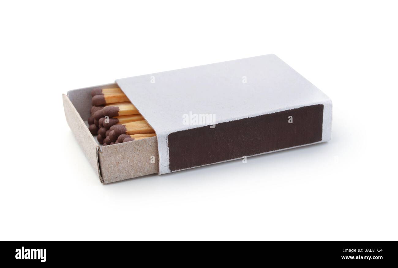 New opened box of matches isolated on white Stock Photo - Alamy