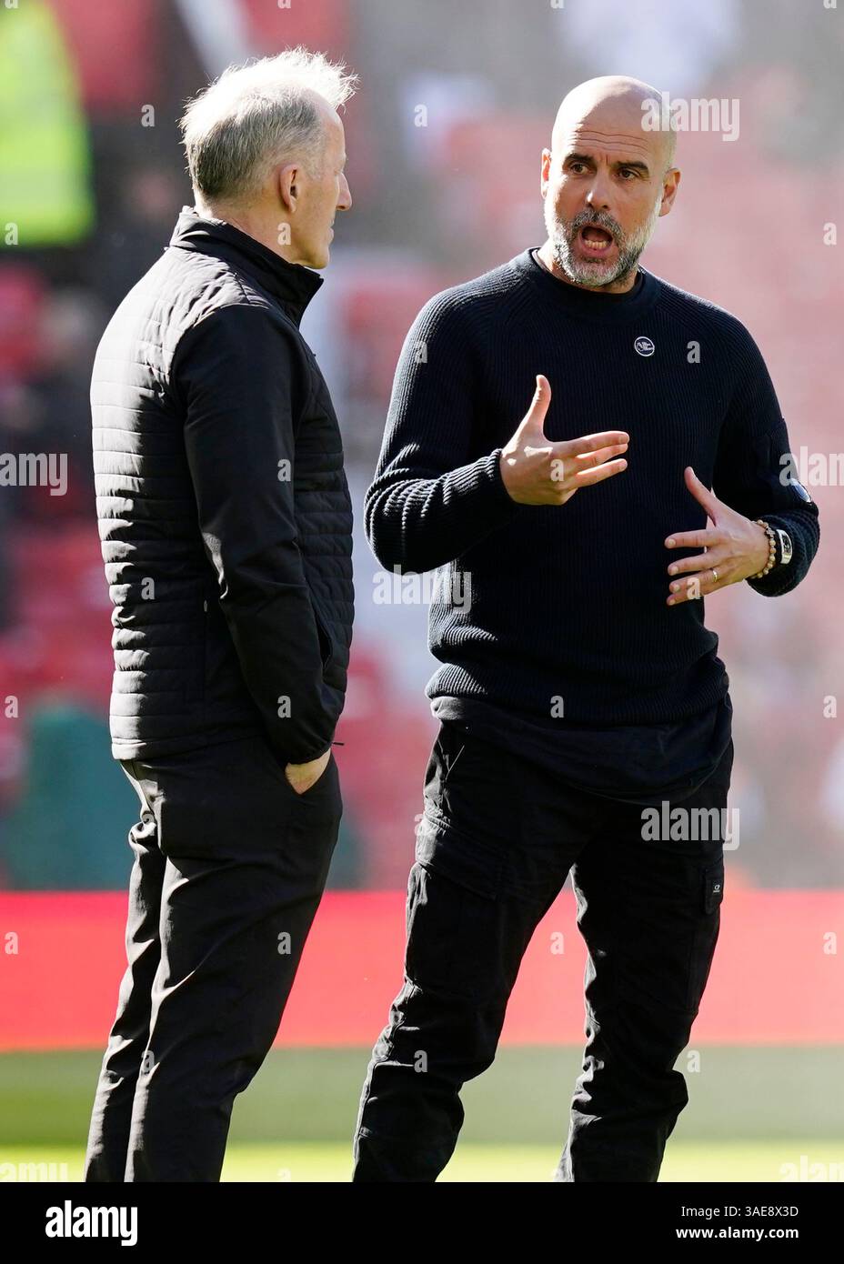 Manchester, UK. 6th Apr, 2025. Josep Guardiola coach of Manchester City ...
