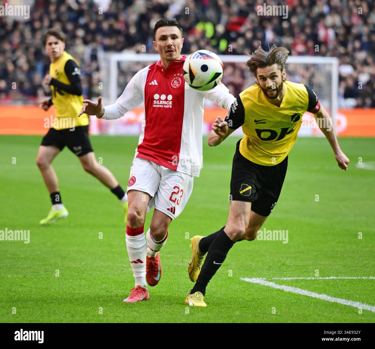 AMSTERDAM - Steven Berghuis of Ajax, Jan van den Bergh of NAC during ...