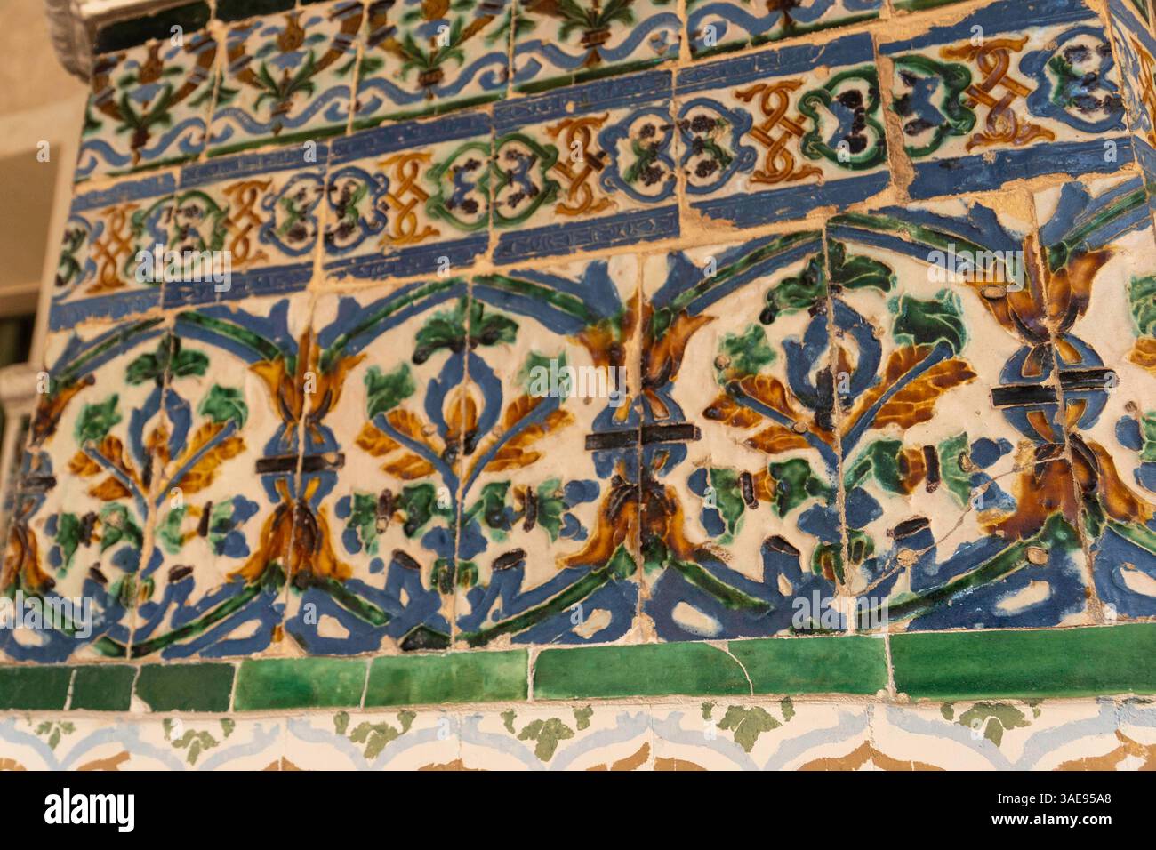 Closeup of a colorful tile floor with an intricate floral pattern Stock ...