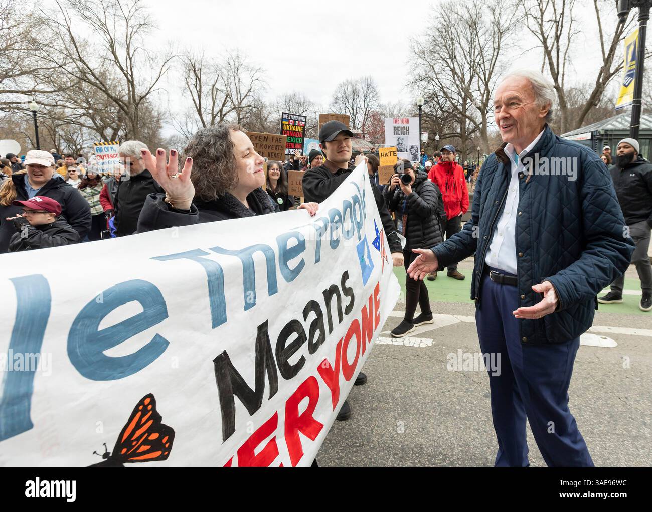 April 5, 2025. Boston, MA. Thousands of people marched from the Boston ...