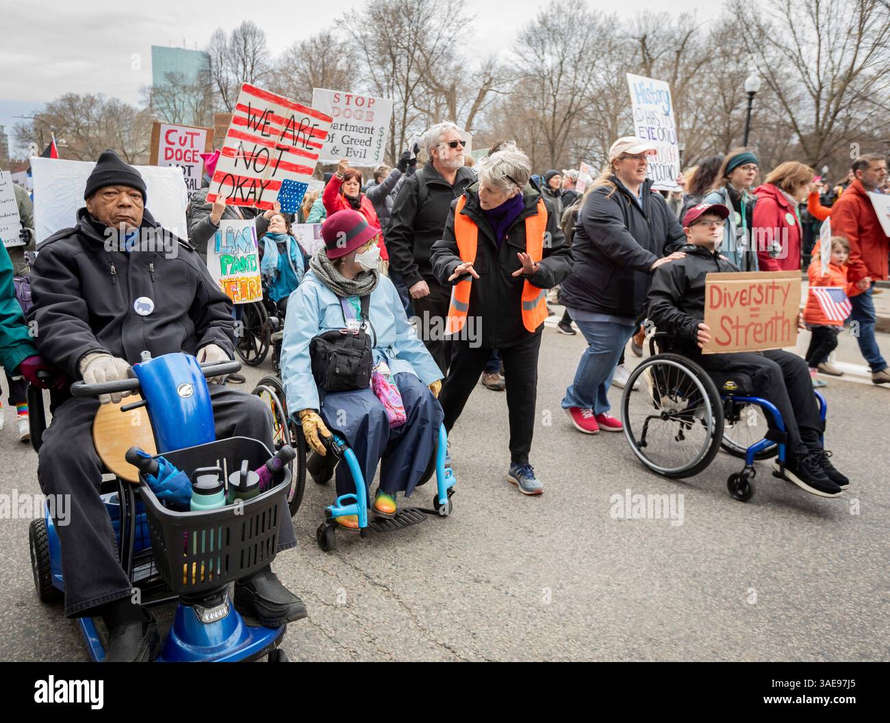 April 5, 2025. Boston, MA. Thousands of people marched from the Boston ...