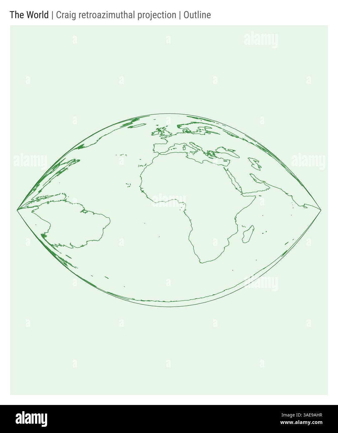 World Map Craig Retroazimuthal Projection Outline Style High Detail World Map For
