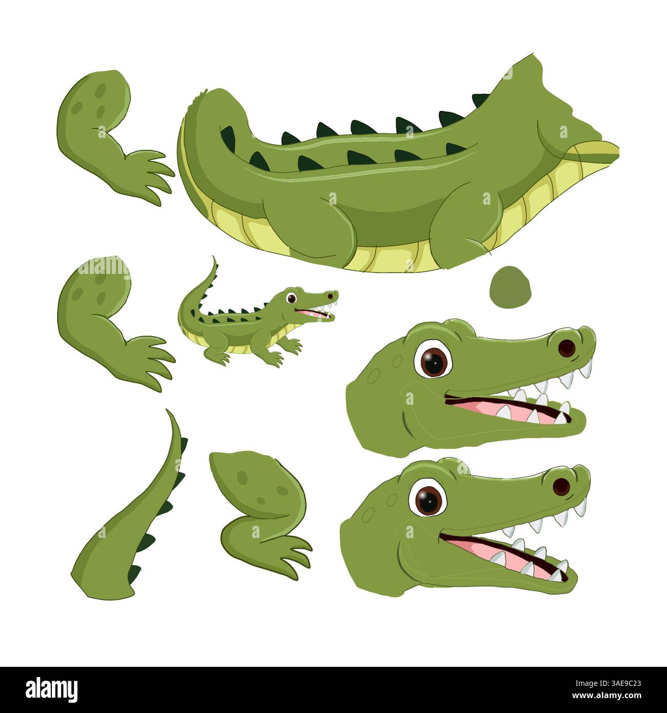Crocodile cartoon body party image for create animation movie Stock ...