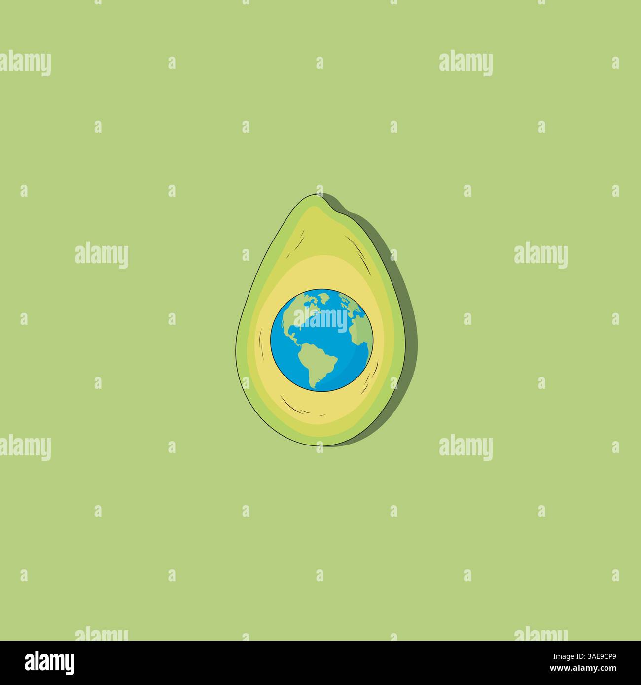 Avocado with planet Earth. Creative concept. Vector illustration Stock ...
