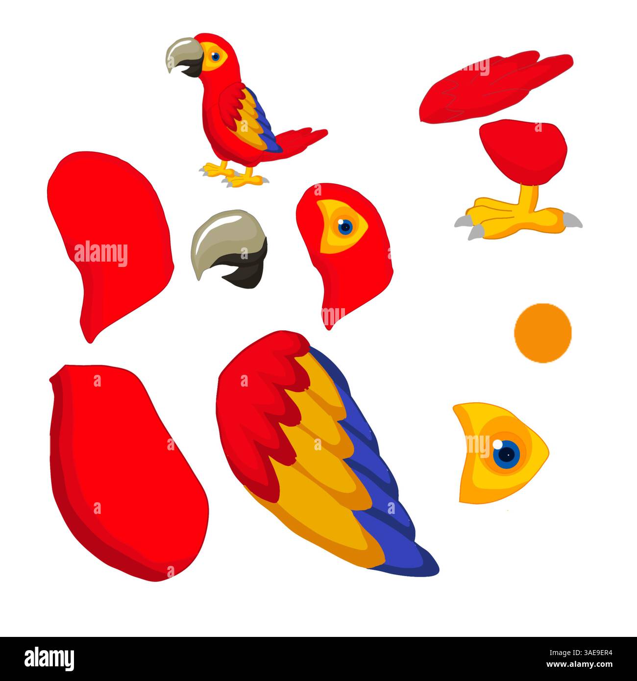 Parrot cartoon character body part for animation making video Stock ...