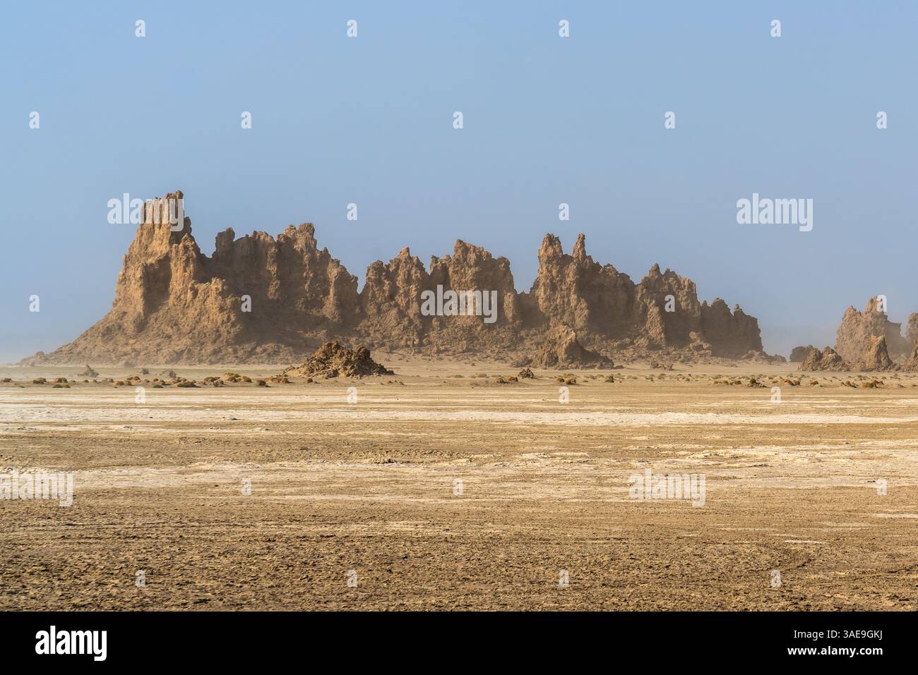 Djibouti, view at the lake Abbe with its beautifull rock formations ...