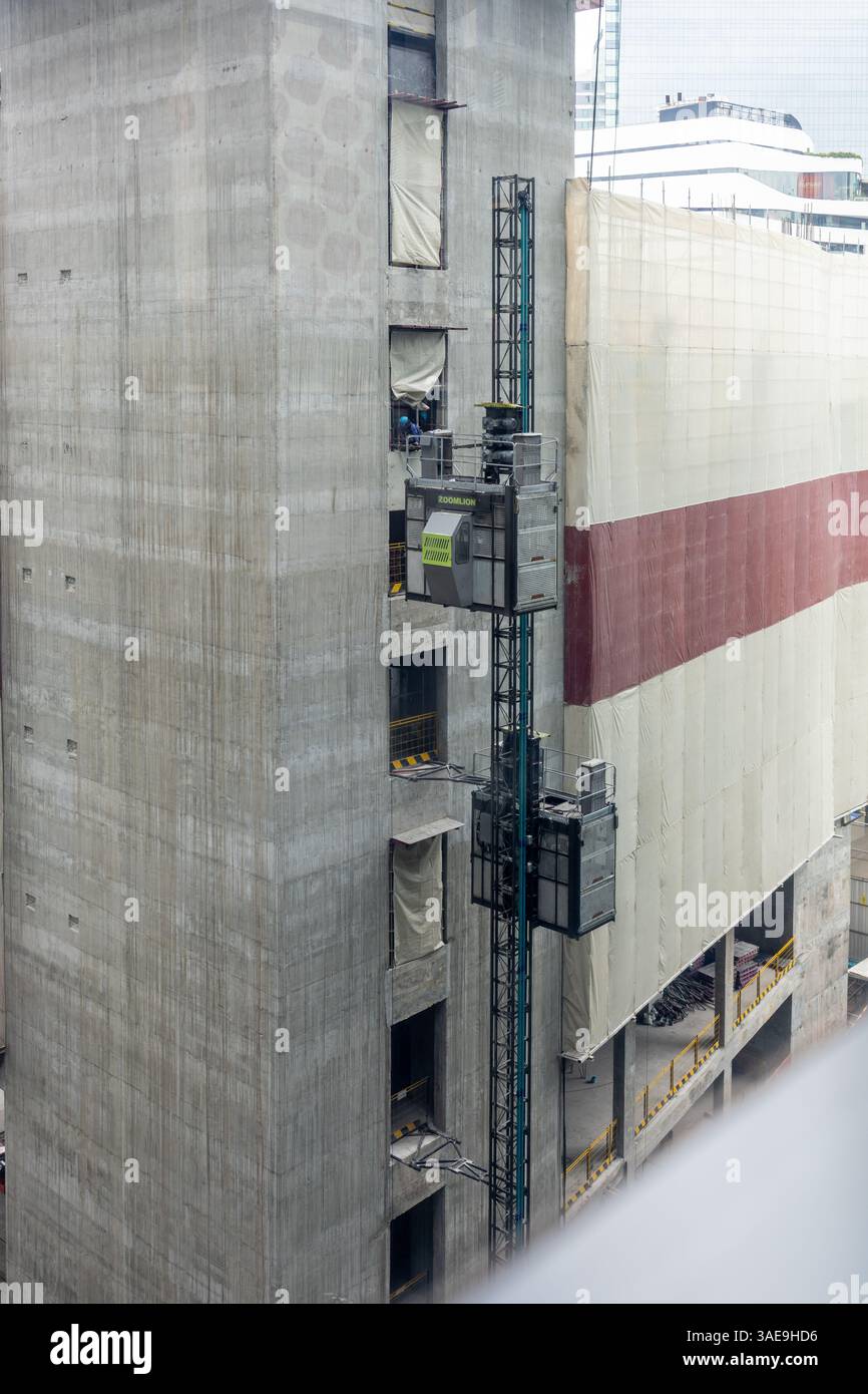 Bangkok Thailand - February 24 2025 : Construction of hoist lifting ...