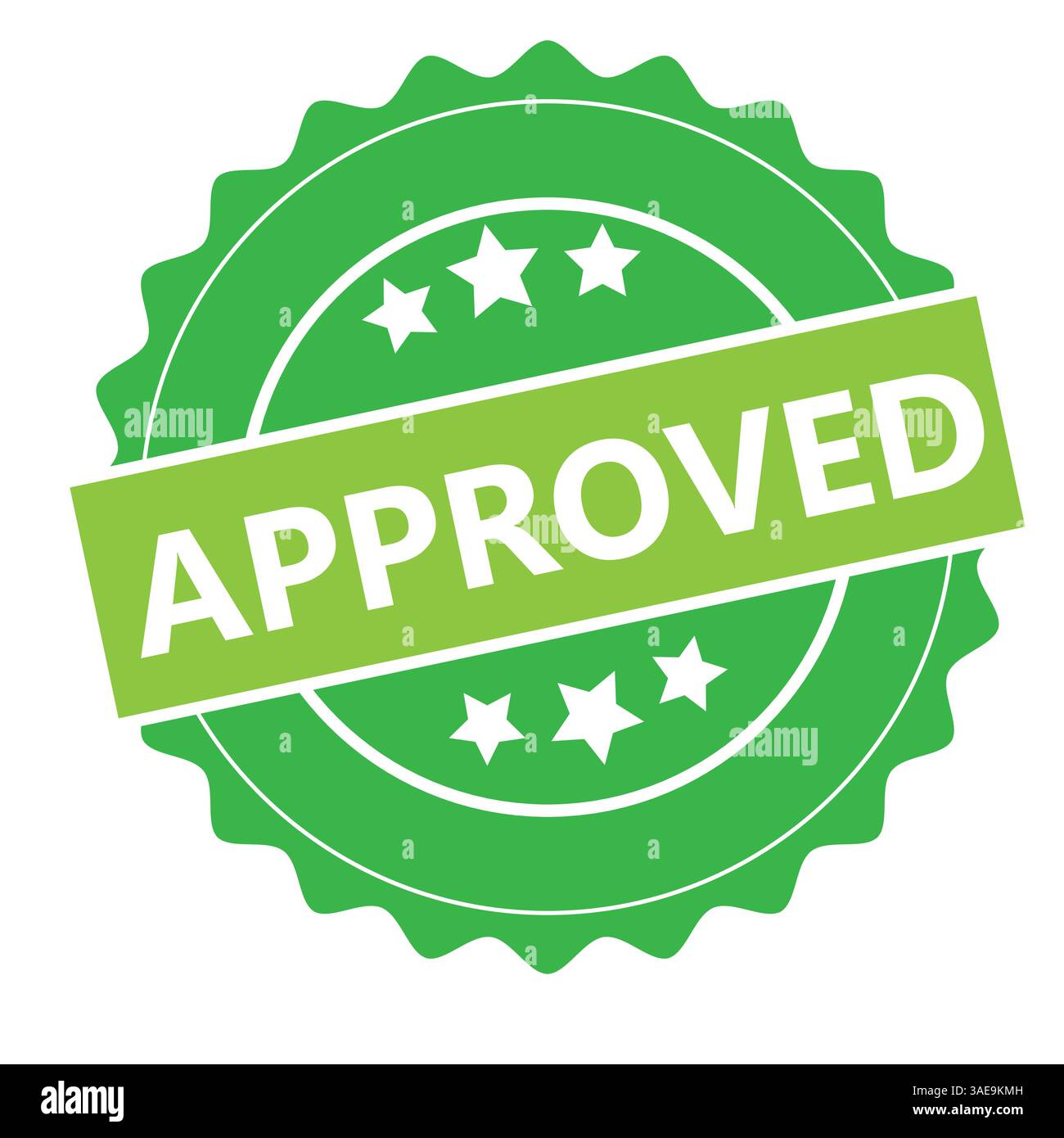 Green Approved Seal Badge – Vector Official Stamp with Stars and Jagged ...