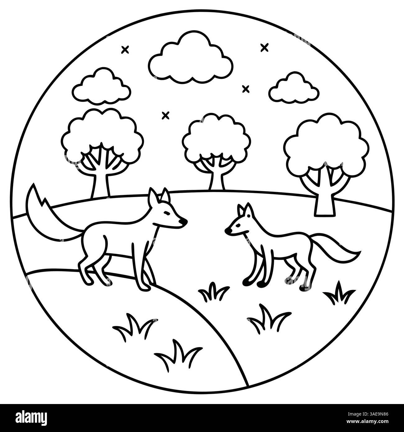 Animal Playing Coloring Pages. Funny Animals Playing Outline For Kids ...