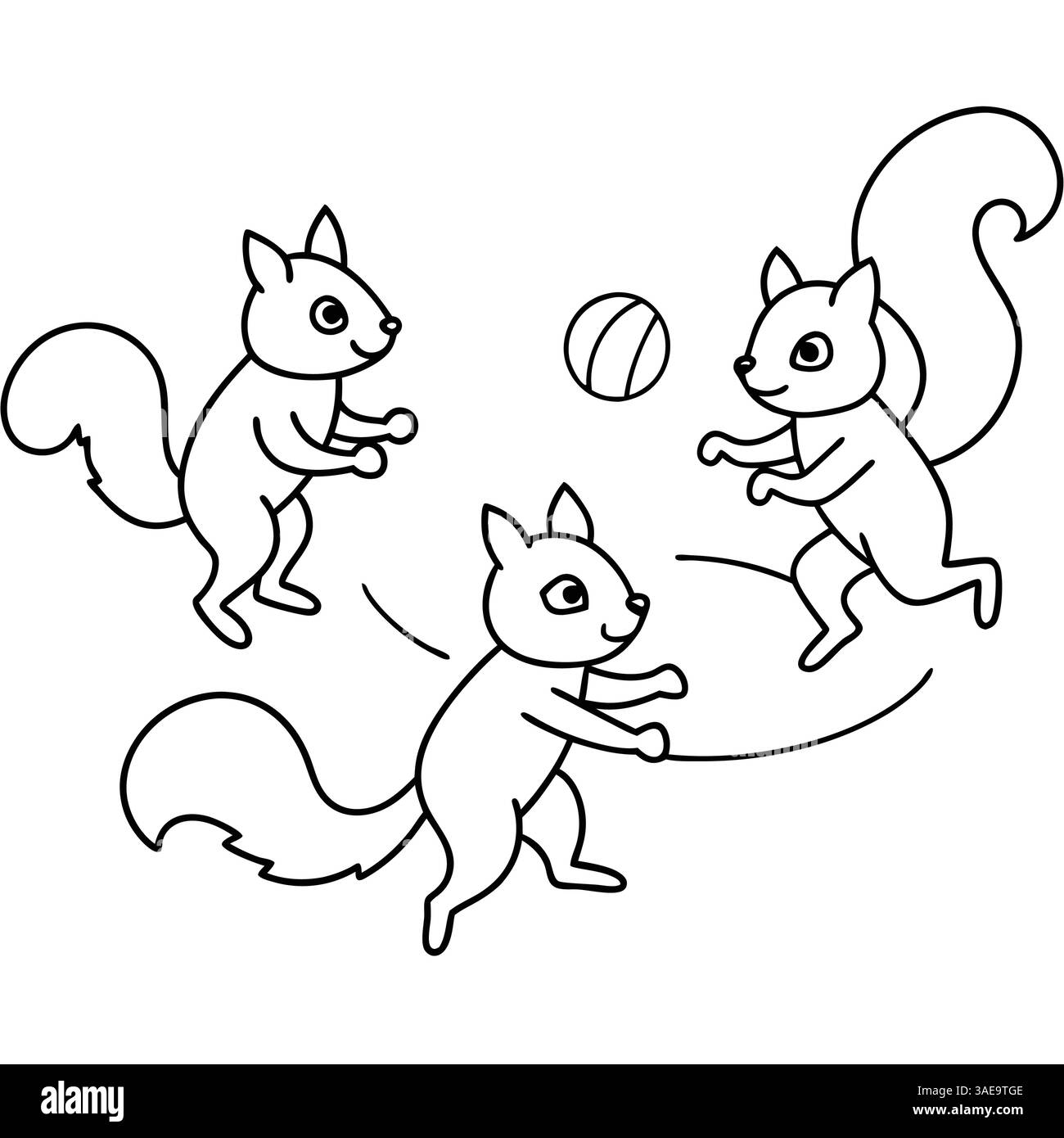 Animal Playing Coloring Pages. Funny Animals Playing Outline For Kids ...