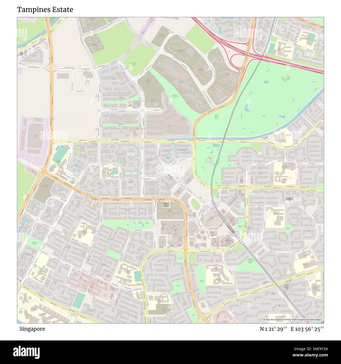 Tampines Estate, , Singapore, , N 1 21' 29'', E 103 56' 25'', map ...