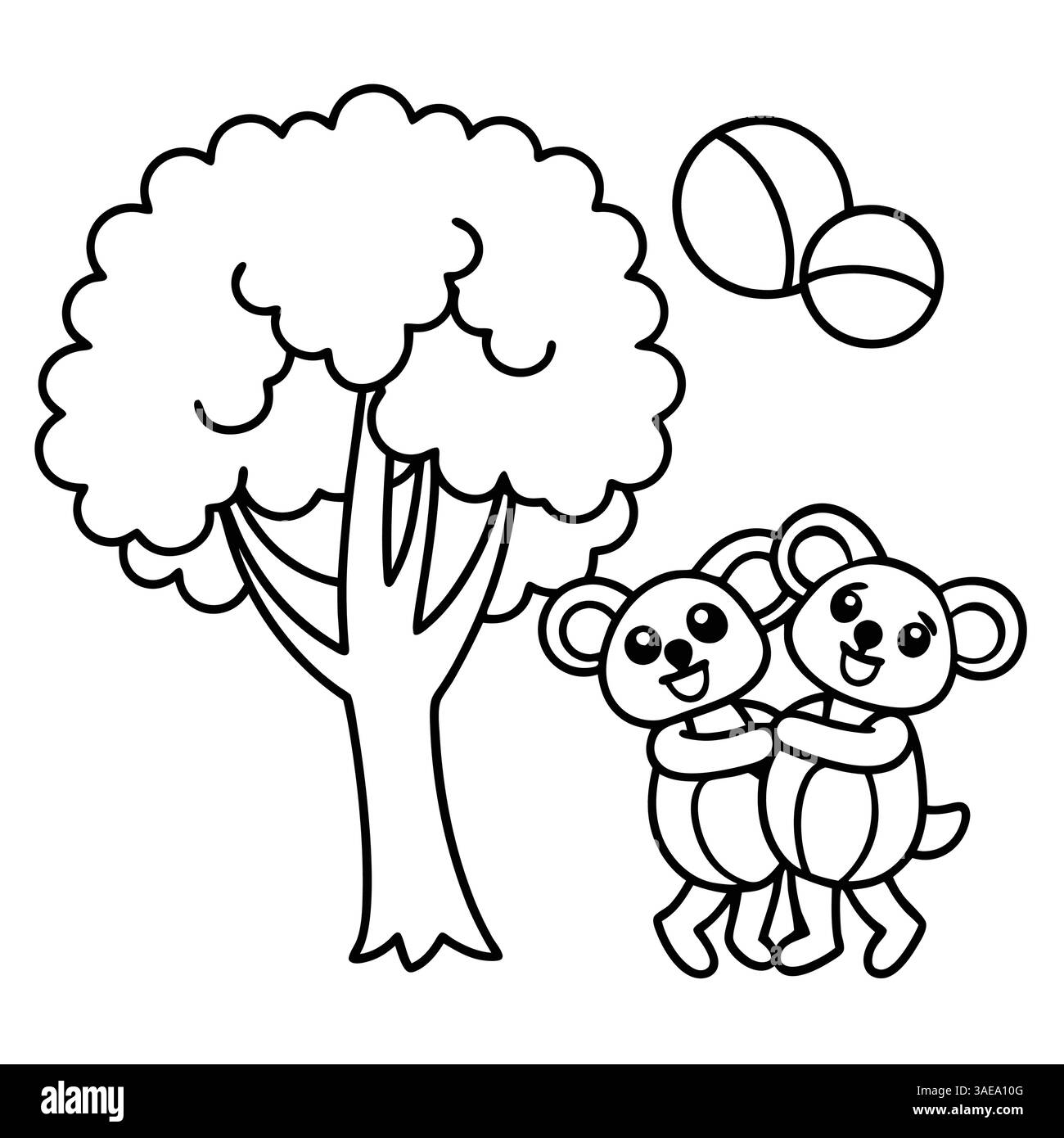 Animal Playing Coloring Pages. Funny Animals Playing Outline For Kids ...