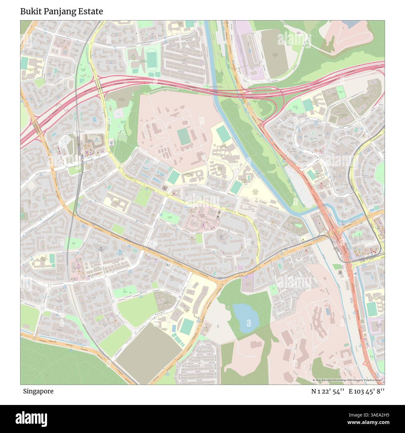 Bukit Panjang Estate, , Singapore, , N 1 22' 54'', E 103 45' 8'', map ...
