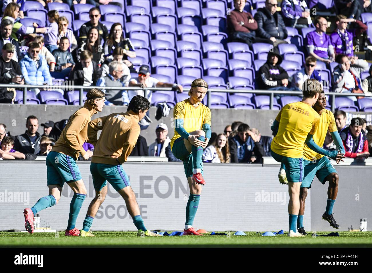 Brussels, Belgium. 06th Apr, 2025. Anderlecht's Kasper Dolberg Rasmussen pictured before a ...