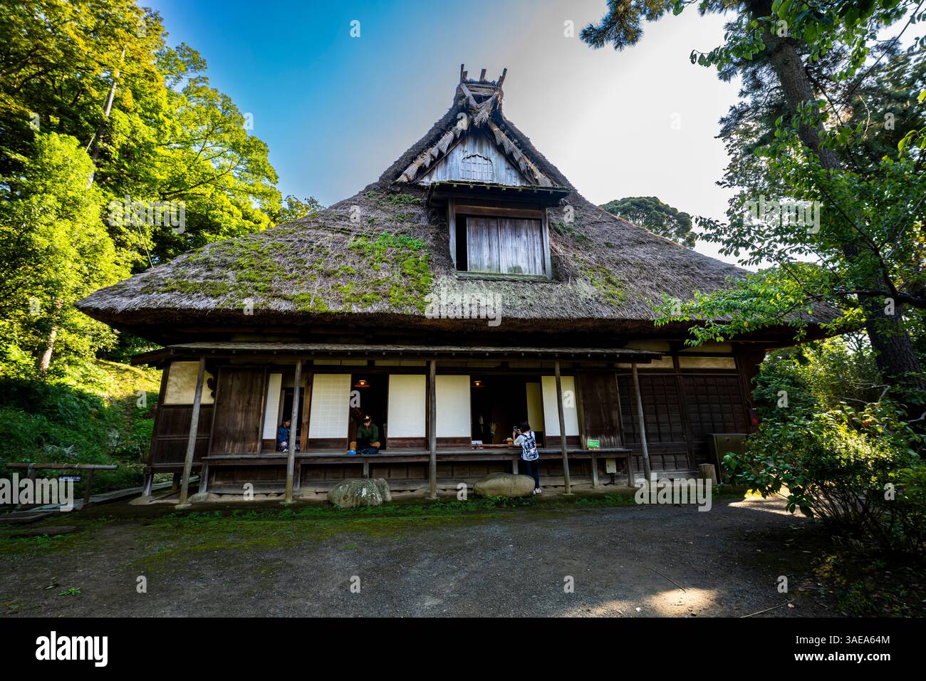 Outside of the former Yanohara House relocated from Gifu Prefecture to ...
