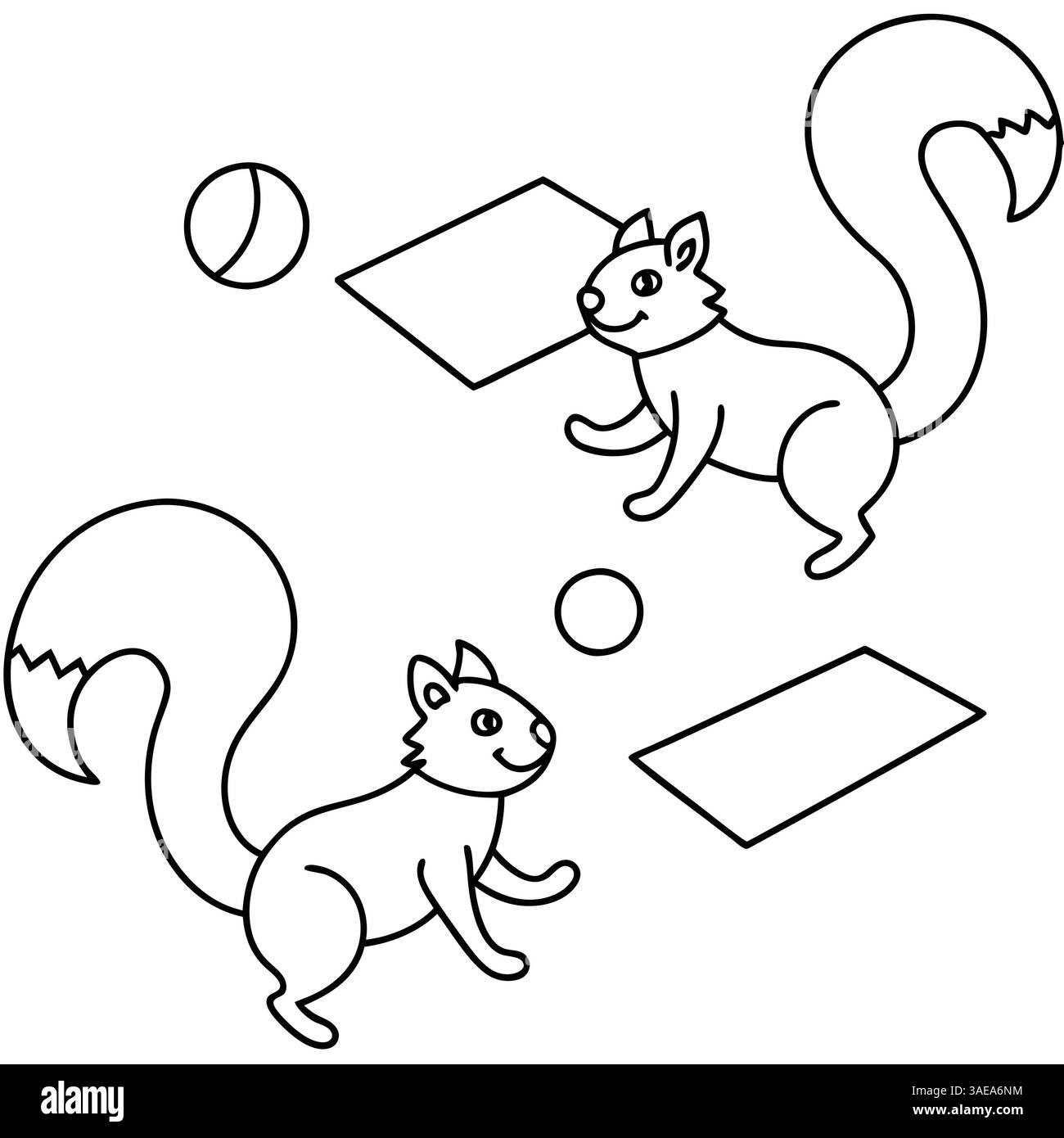 Animal Playing Coloring Pages. Funny Animals Playing Outline For Kids ...