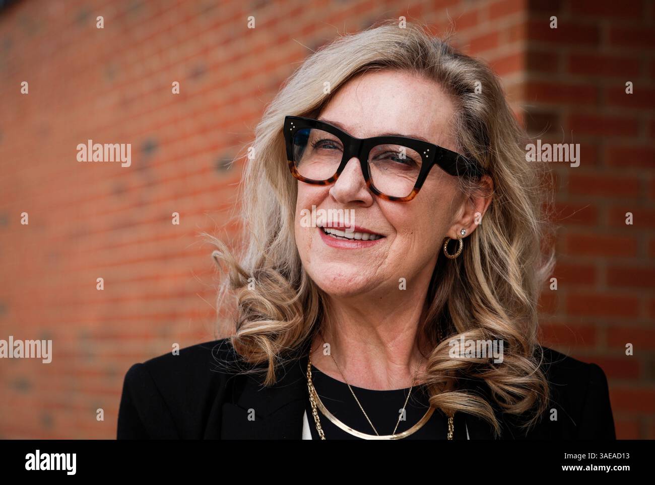Drumheller, Canada. 01st Apr, 2025. Mayor Heather Colberg talks about ...