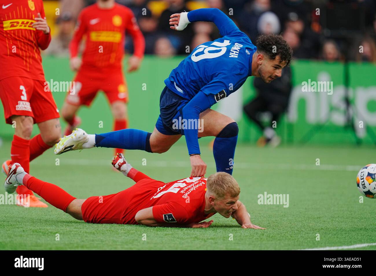 Farum, Denmark. 06th Apr, 2025. FC Nordsjaelland moeder FC Koebenhavn i ...