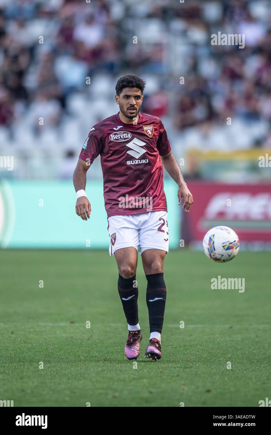 Torino, Italia. 06th Apr, 2025. Torino's Saul Coco during the Serie A ...