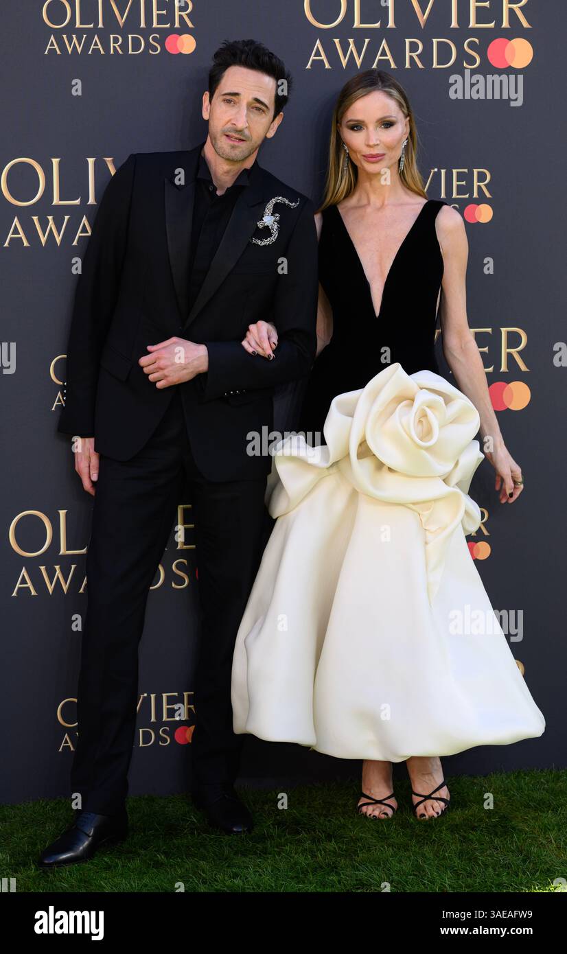 London, UK. April 6th, 2025. Adien Brody and Georgina Chapman arriving ...