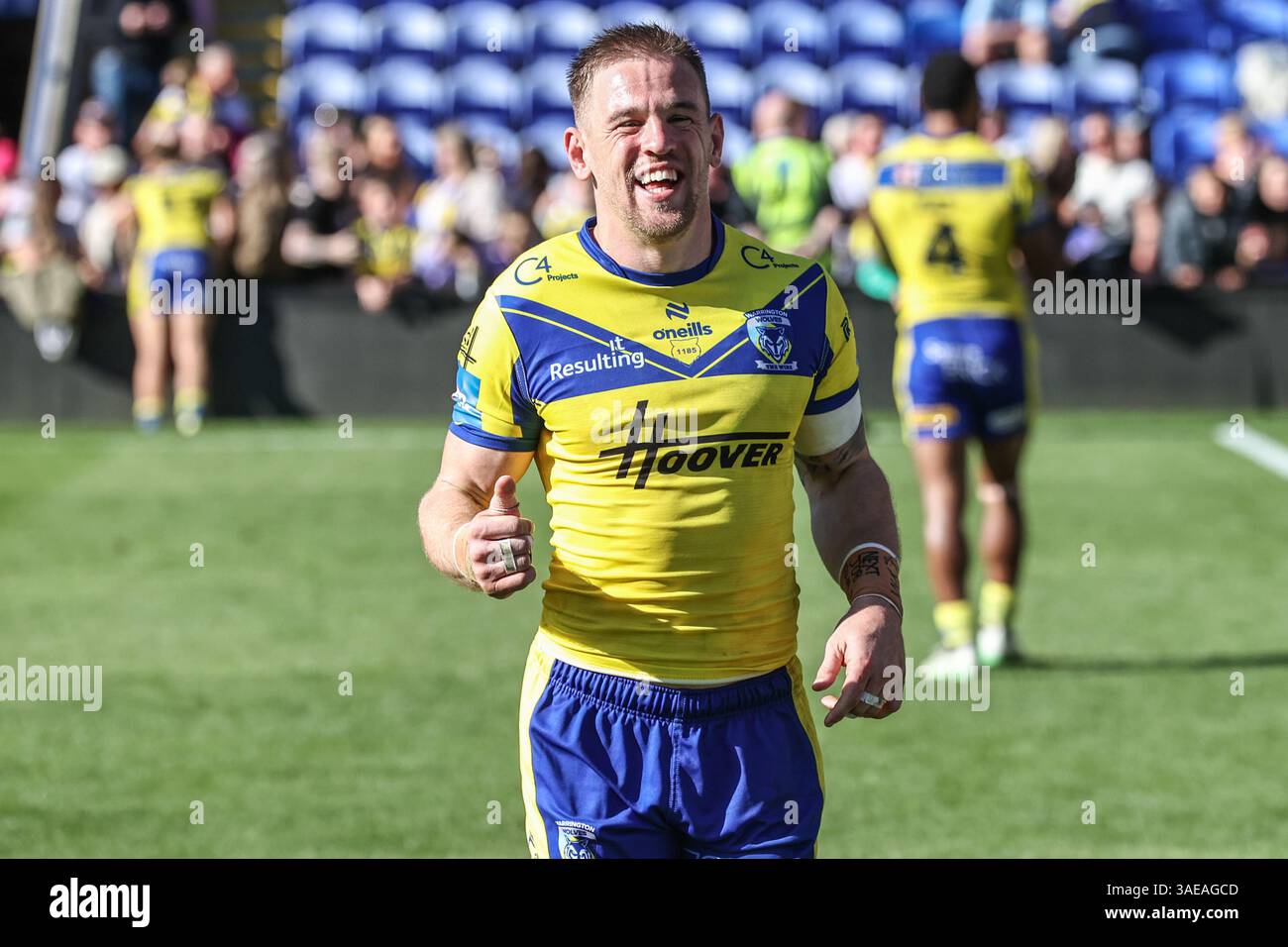 Warrington, UK. 06th Apr, 2025. Matt Dufty of Warrington Wolves ...