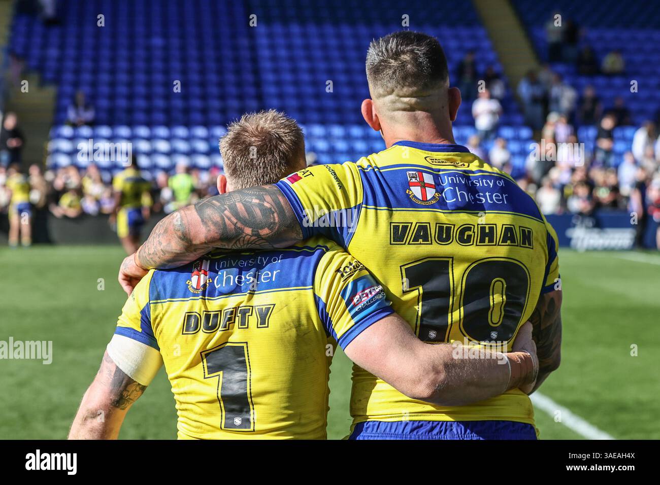 Warrington, UK. 06th Apr, 2025. Matt Dufty of Warrington Wolves and ...
