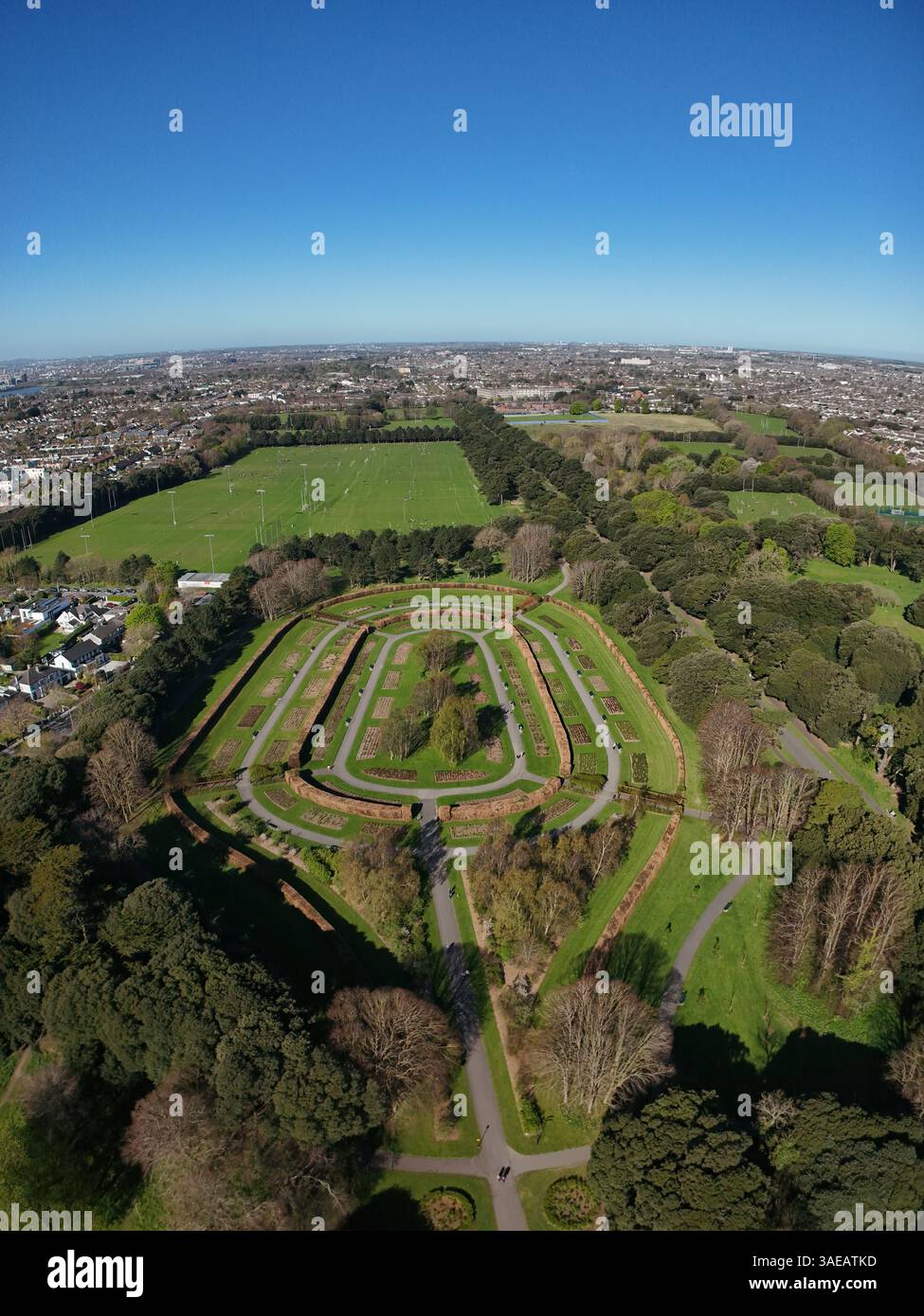 Dublin, Ireland - 6th April 2025 - Aerial image of the Rose Garden in ...