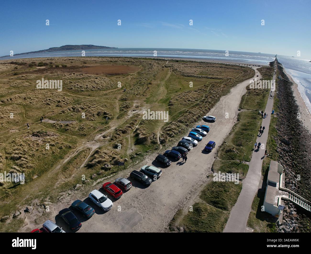 Dublin, Ireland - 6th April 2025 - Aerial image of cars parked on Bull ...