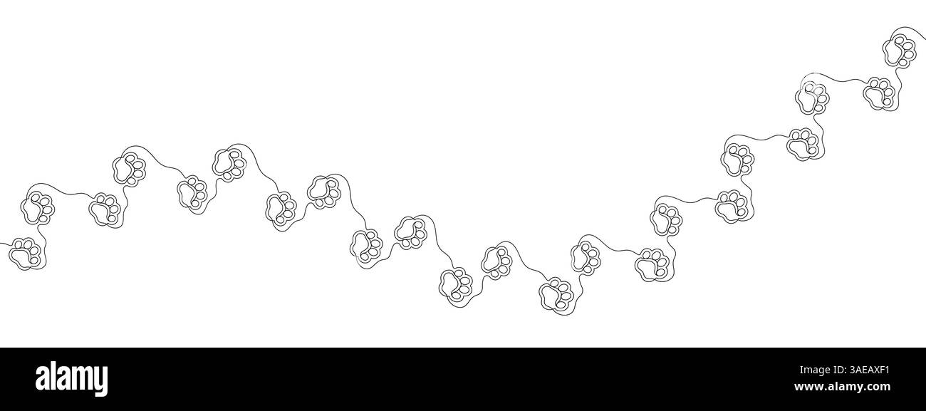 Paw print of a dog or cat. Footprint pet. Black lines animal prints ...