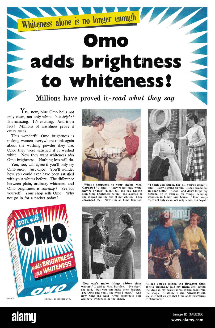 1955 British laundry advertisement for Omo washing powder Stock Photo ...