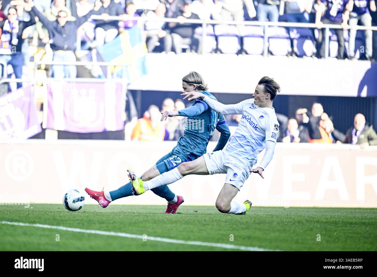 Brussels, Belgium. 06th Apr, 2025. Anderlecht's Kasper Dolberg ...