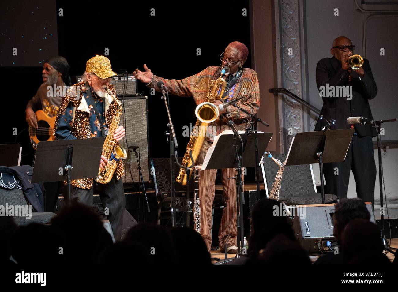 New York, USA. 5th Apr, 2025. Jazz legend Marshall Allen, band leader ...