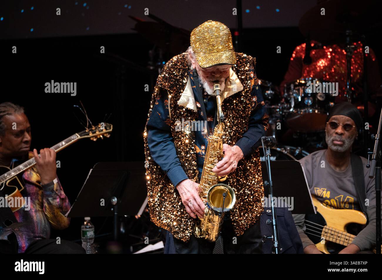 New York, USA. 5th Apr, 2025. Jazz legend Marshall Allen, band leader ...