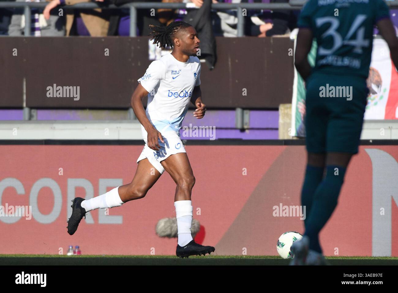 Brussels, Belgium. 06th Apr, 2025. Genk's Joris Kayembe pictured in ...