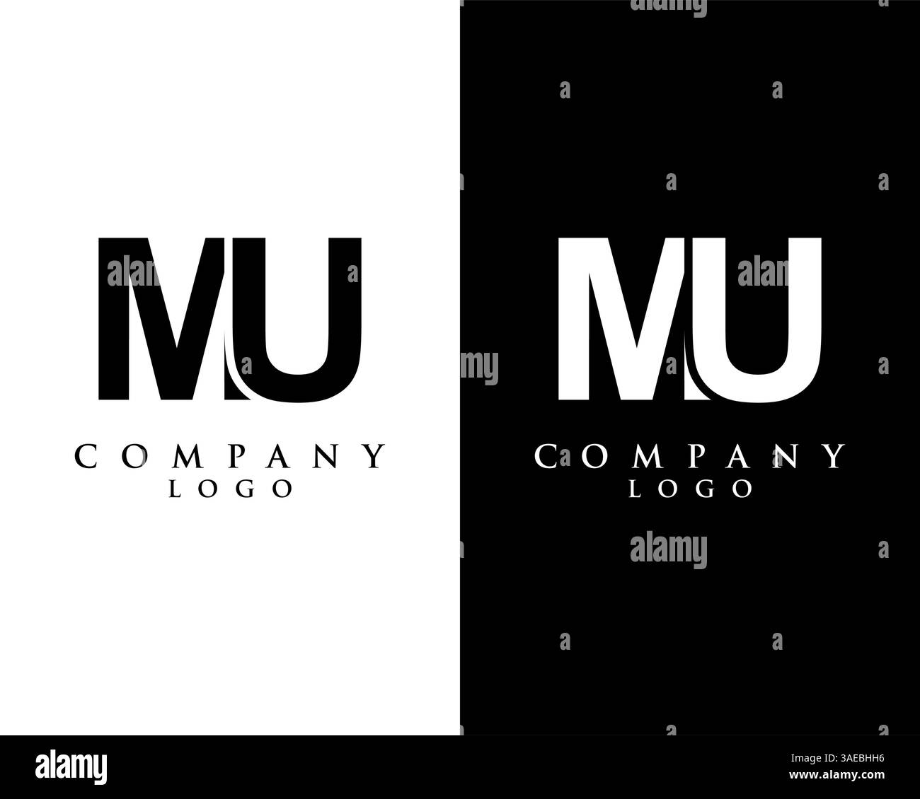 MU, UM letter logo design vector black and white color background Stock ...