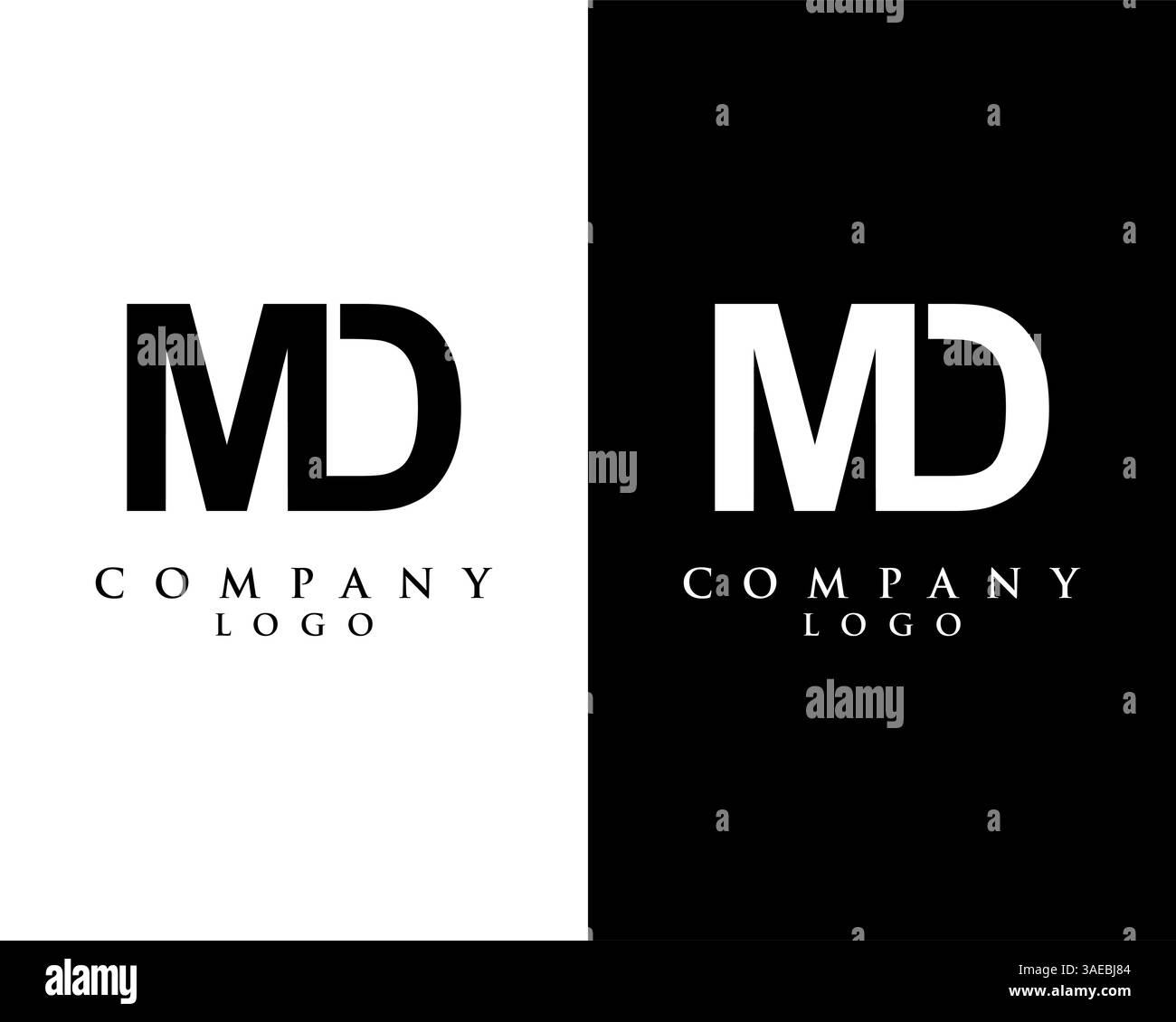 MD, DM letter logo design vector black and white color background Stock ...