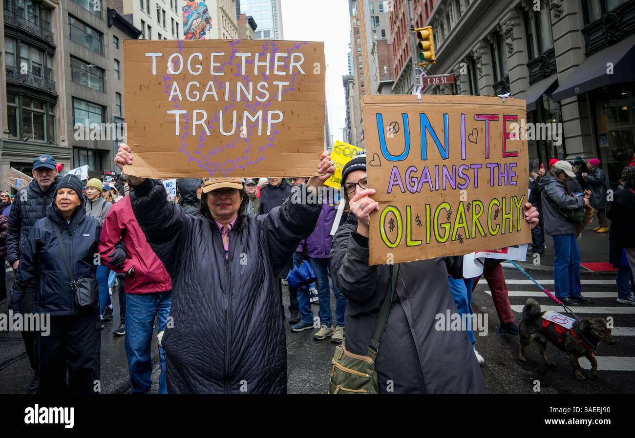 Thousands of protesters march down Fifth Avenue in New York on Saturday ...