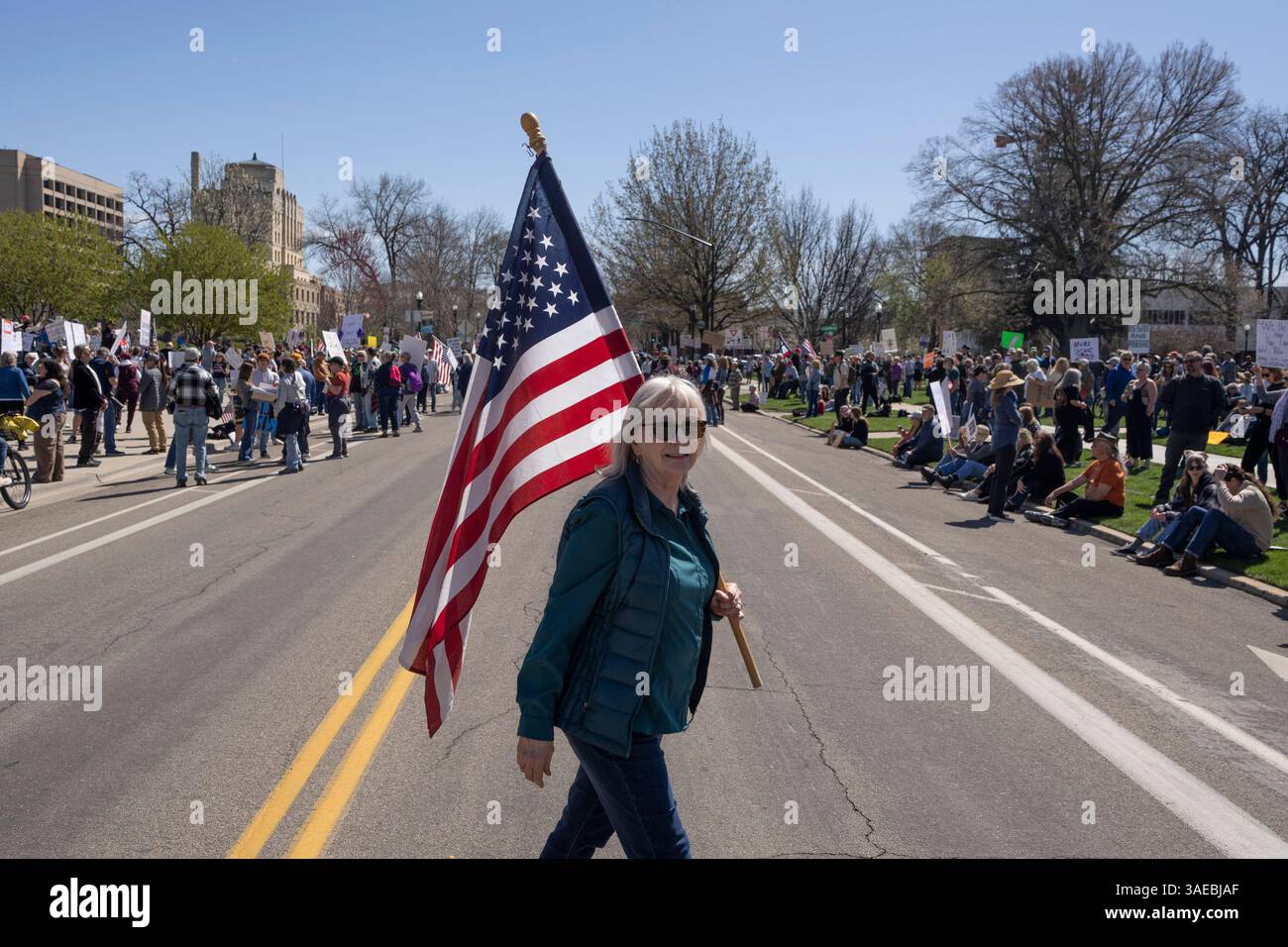April 5. 2025: Hands Off protest at the capital of Idaho, in Boise ...